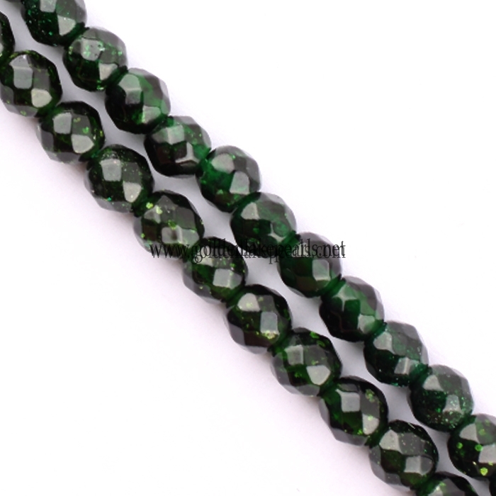 Green Sand Stone Faceted Rounds